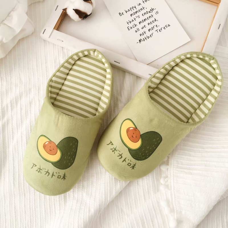 Green series fruit ladies home cotton slippers kaw... – Grandado