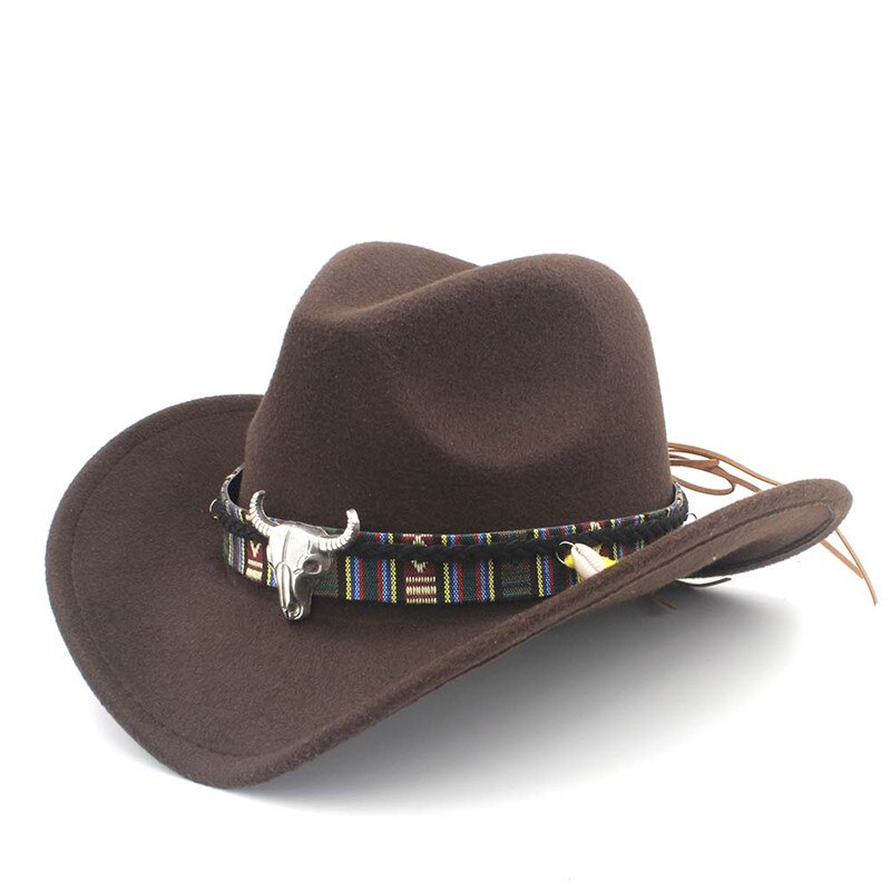 Børn børn uld hul western cowboyhat roll-up bred s... – Grandado