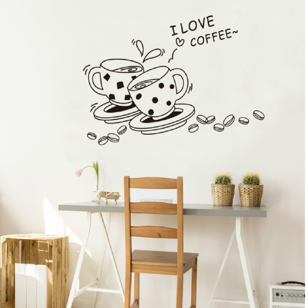 I Love Coffee Wall Decal Removable Cute Coffee cup... – Grandado