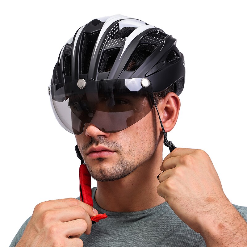 VICTGOAL Cycling Helmet with Goggles LED Rear Ligh... – Grandado