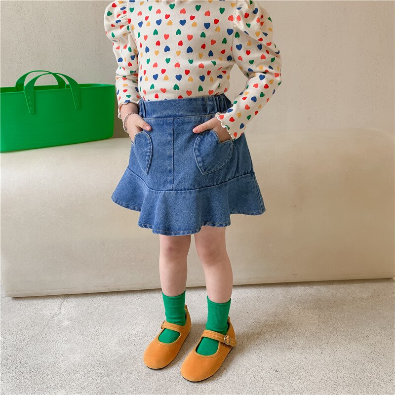Style Girls Dneim Skirt Draped Spring Summer Kids ... – Grandado