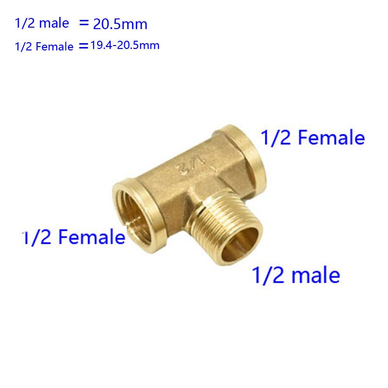 Brass Plumbing male 1/2 Tee Connector Female coppe... – Grandado