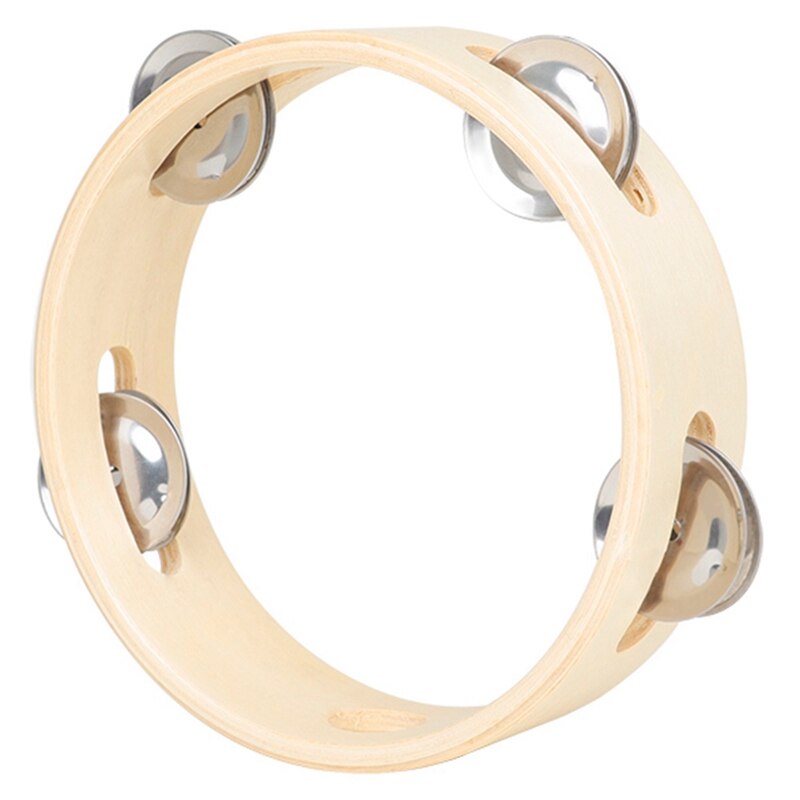 6 Inch Wood Handheld Tambourine Sigle Row, Tambour... – Grandado