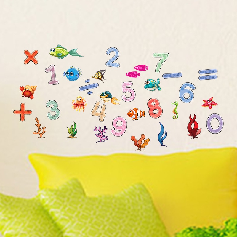 Cartoon Fish Mathematics Number Home Decor for Kid... – Grandado