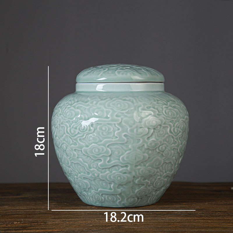 Modern Ceramic Storage Jar Cloud Relief Living Roo... – Grandado