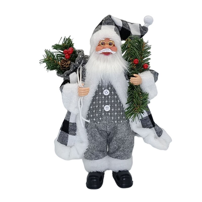 12'' Plaid Santa Claus Figurines Christmas... – Vicedeal