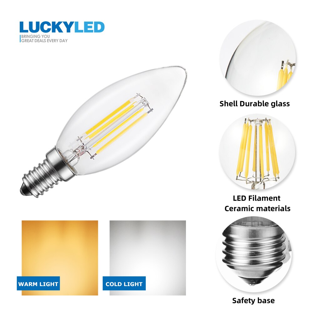 LUCKYLED Led-lampe 220v E14 110v E12 2w 4w 6w Retr... – Vicedeal