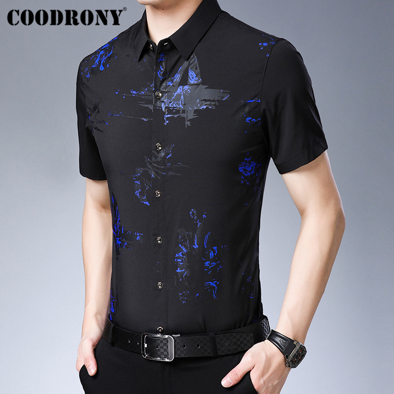 COODRONY Summer Cool Print Shirt Mannen Slim Fit K... – Vicedeal