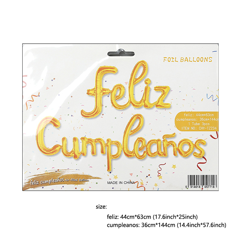 Spanish Happy Birthday Aluminum Film Balloon Set B... – Grandado