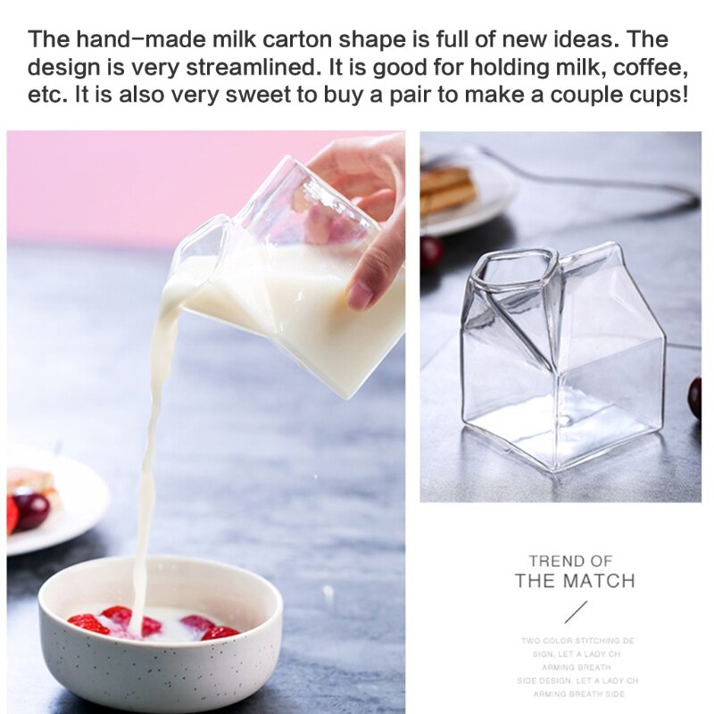 350ML Milk Carton Water Bottles Glass Milk Carton ... – Vicedeal