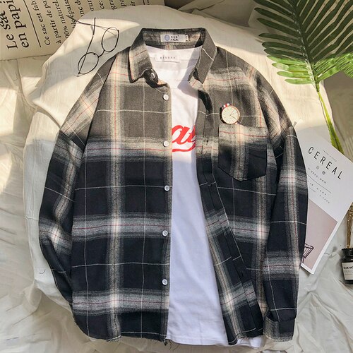 Mannen Turn-down Kraag Plaid Zakken Leisure Eenvou... – Vicedeal