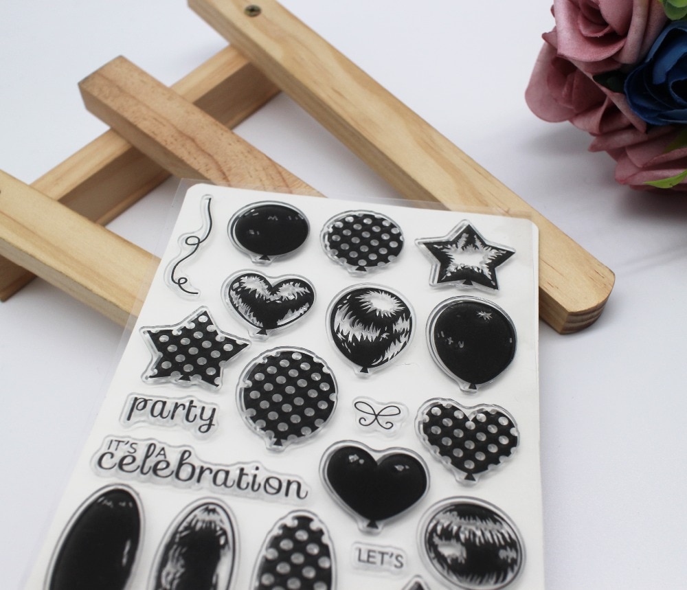 Heart & star Transparante Stempel Verjaardag Ballo... – Vicedeal