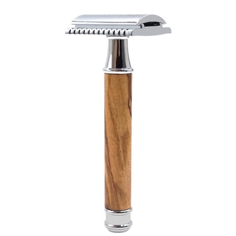 Double Edge Safety Razor with Long Natural Wooden ... – Vicedeal