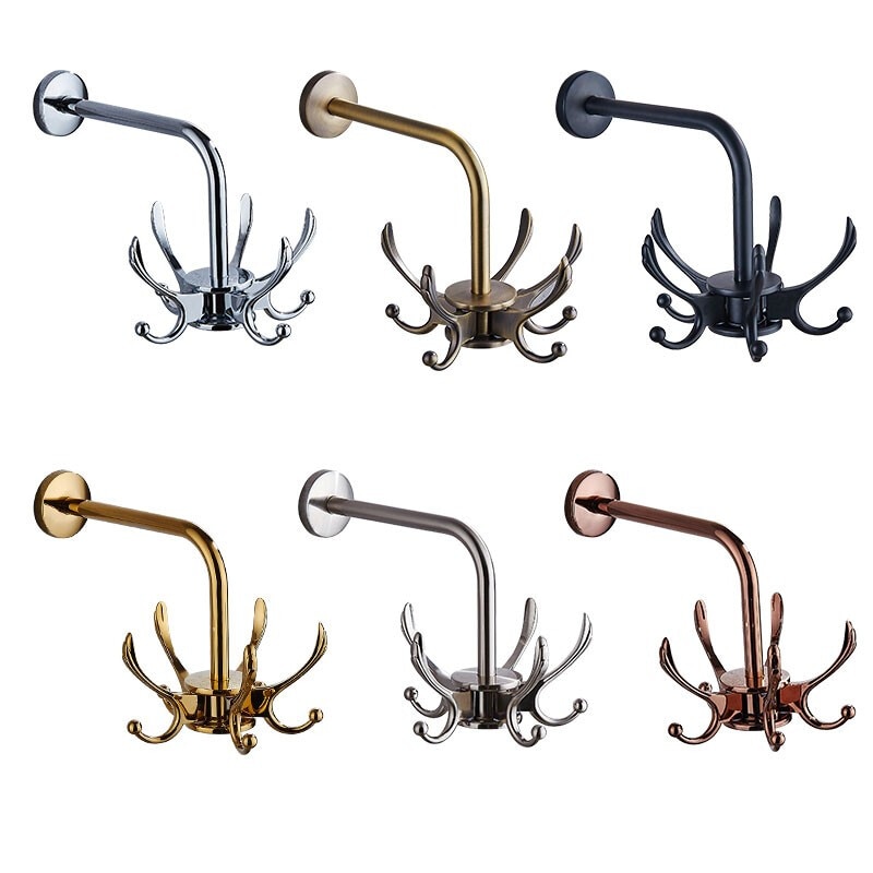 Robe Hooks Gold/Black Zinc Alloy European Rotate F... – Vicedeal