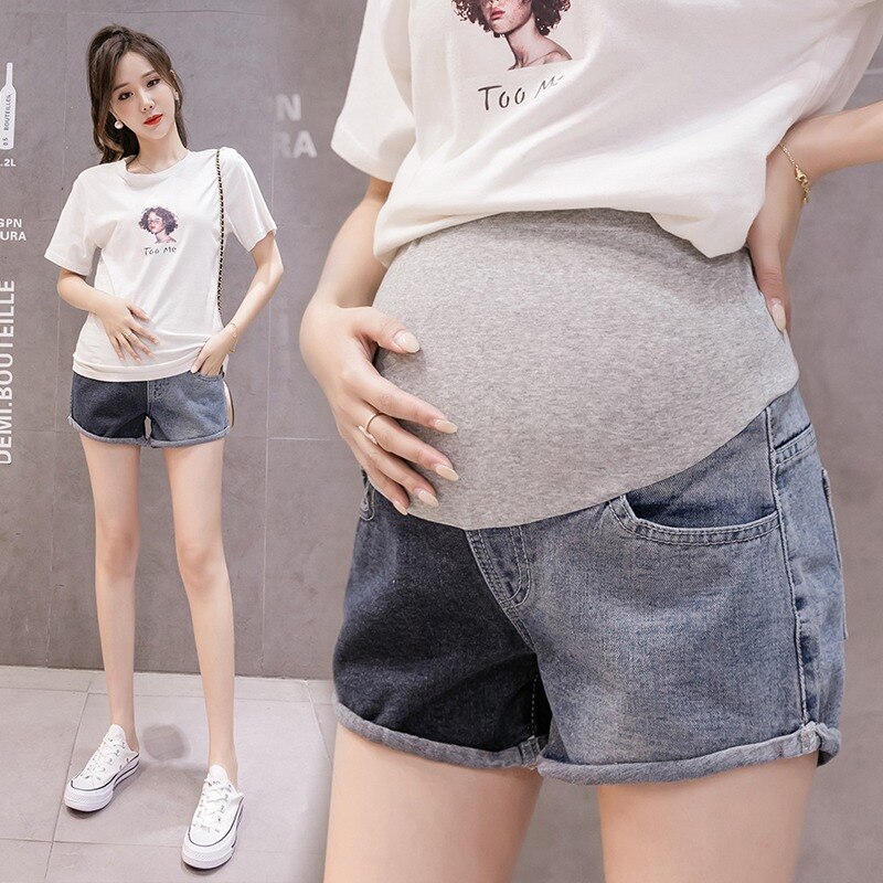 1822 Summer Casual Denim Maternity Shorts Rolled U... – Grandado