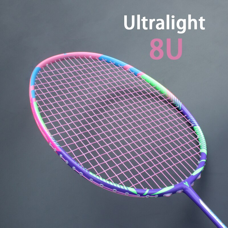 Carbon 8U Badminton Rackets Ultra Light Strung Bag... – Vicedeal