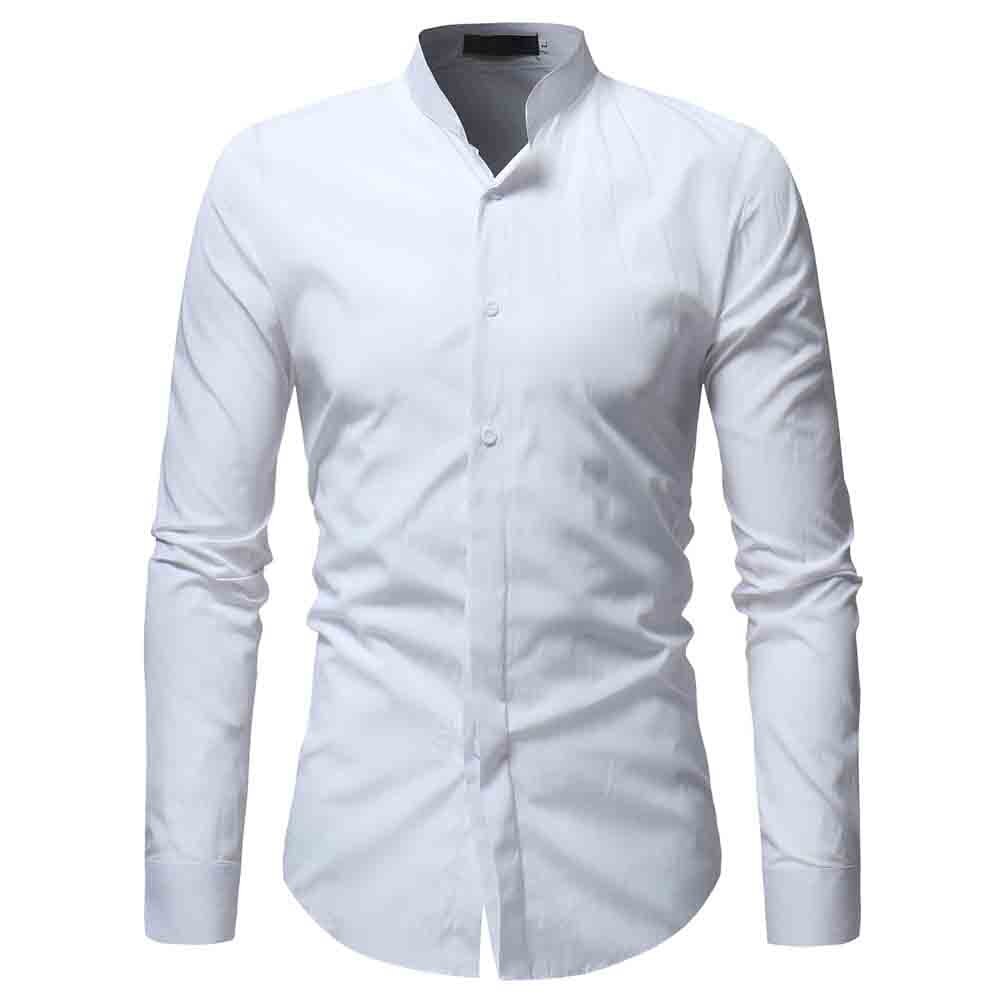 Mannen Shirt Mannelijke Lange Mouwen Casual Solid ... – Vicedeal