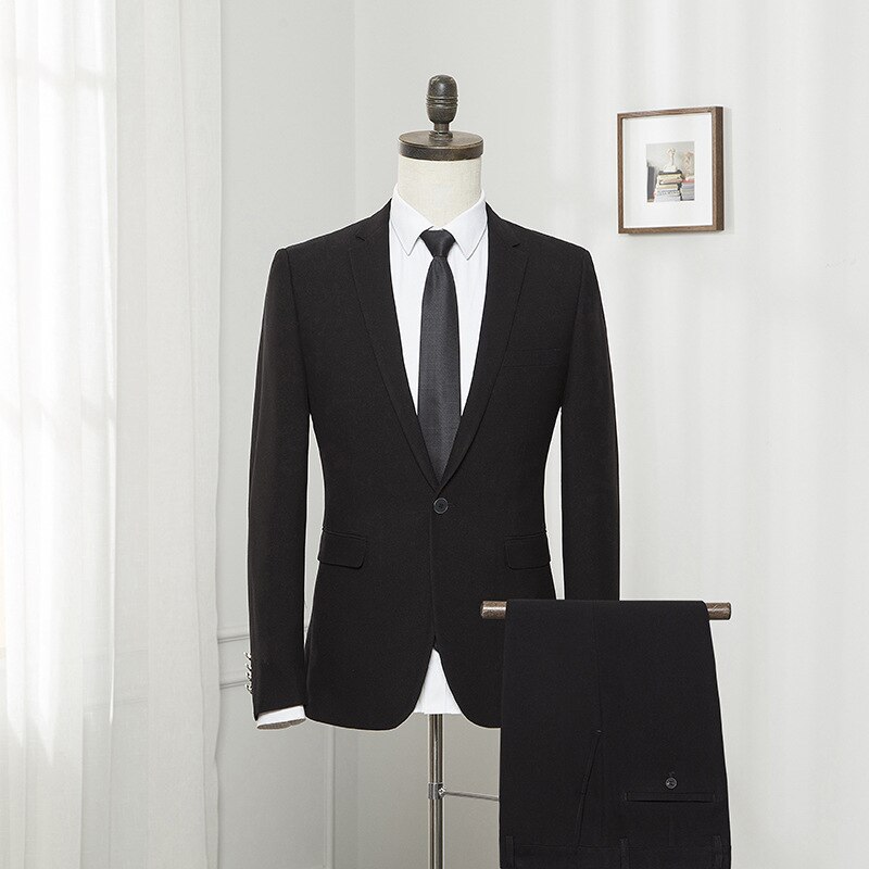 Mannen Zwart Pak Mannelijke Slim Fit Formele Party... – Grandado