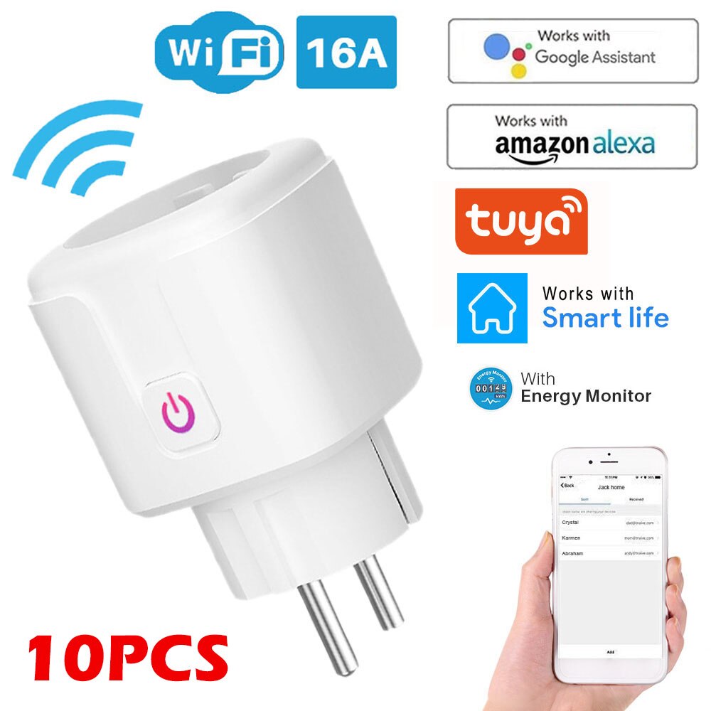 Tuya 16A Smart Plug Wifi Socket Eu Power Monitor T... – Vicedeal