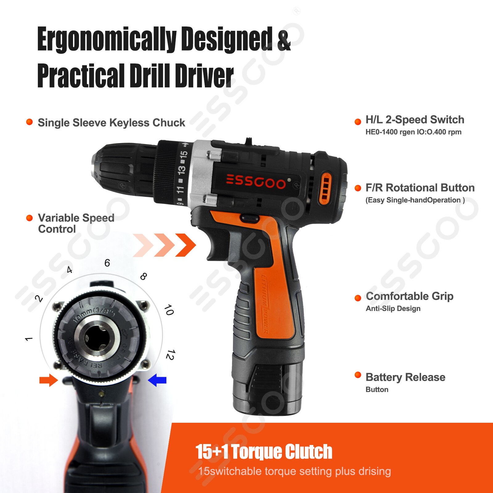 CONENTOOL Screwdriver 18v Electric Tools Power Too... – Grandado