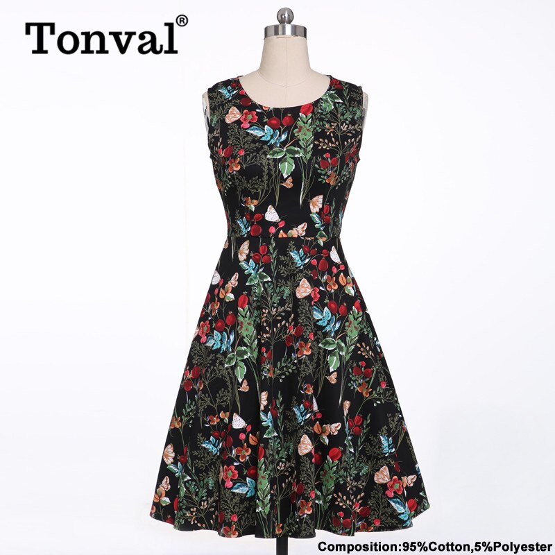 Tonval rockabilly glamorøs flerfarget retro retro ... – Vicedeal