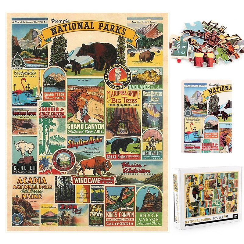 1000 Stuks Papier Puzzel Nationale Parken Posters ... – Grandado