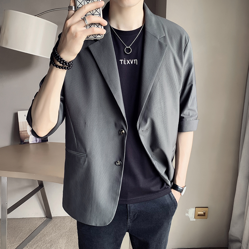 Summer Half Sleeve Blazers Men Striped Leisure Bri... – Grandado