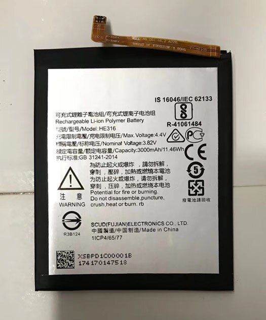 3000mAh HE316 battery for Nokia 6 N6 TA-1000 TA-10... – Grandado