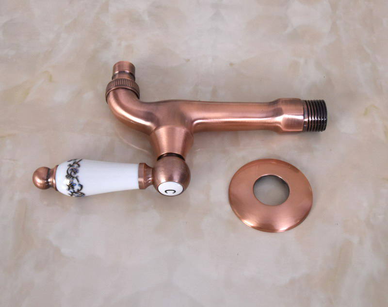 Bidcock Faucet Ceramic Handle Wall Mounted Red Cop... – Grandado