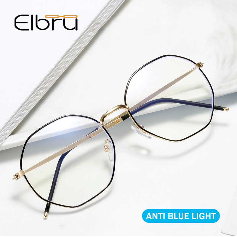 Elbru Retro Polygon Metalen Frame Eyewear Bril Fra... – Grandado