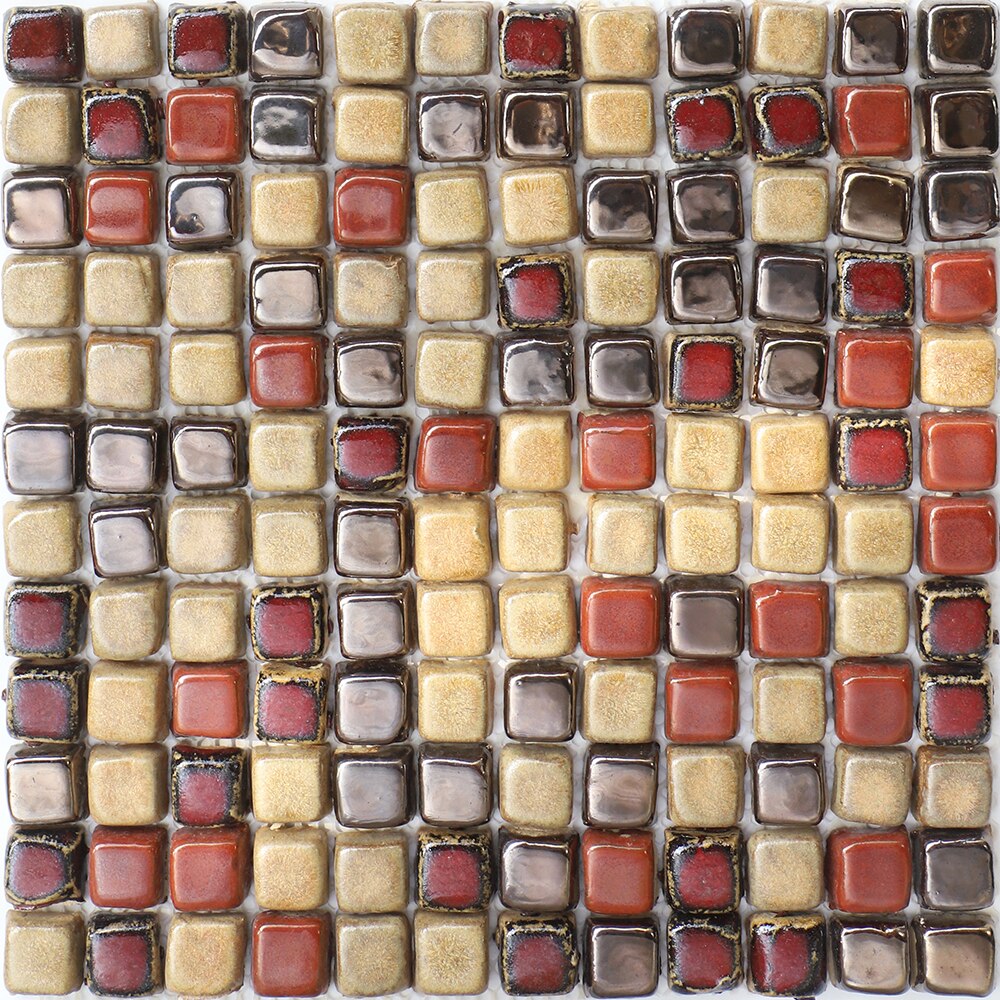 Yellow Beige Brown Red Ceramic Porcelain Mosaic Ti... – Grandado