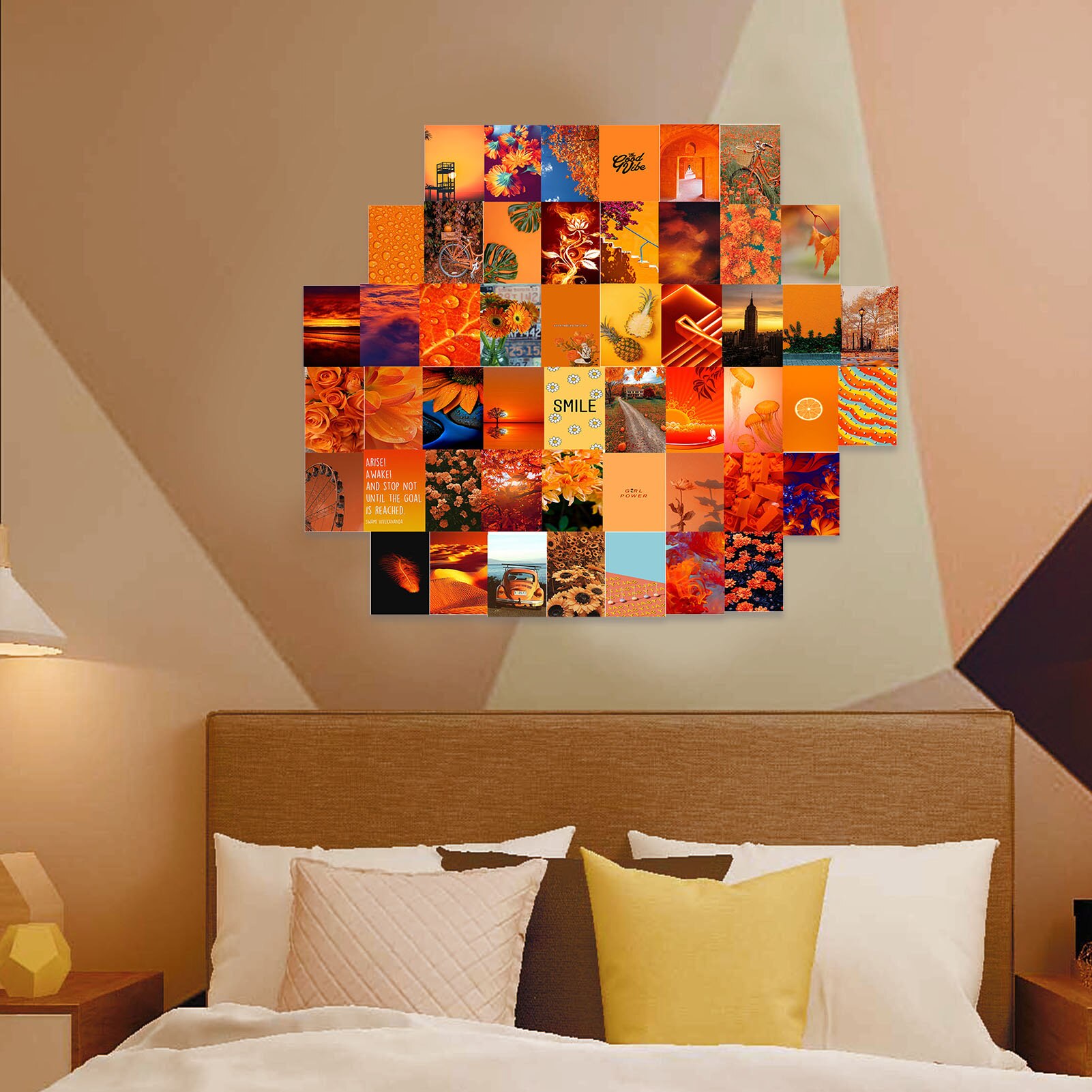 50 Stuks Warm Oranje Esthetische Kunst Foto Muur P... – Vicedeal