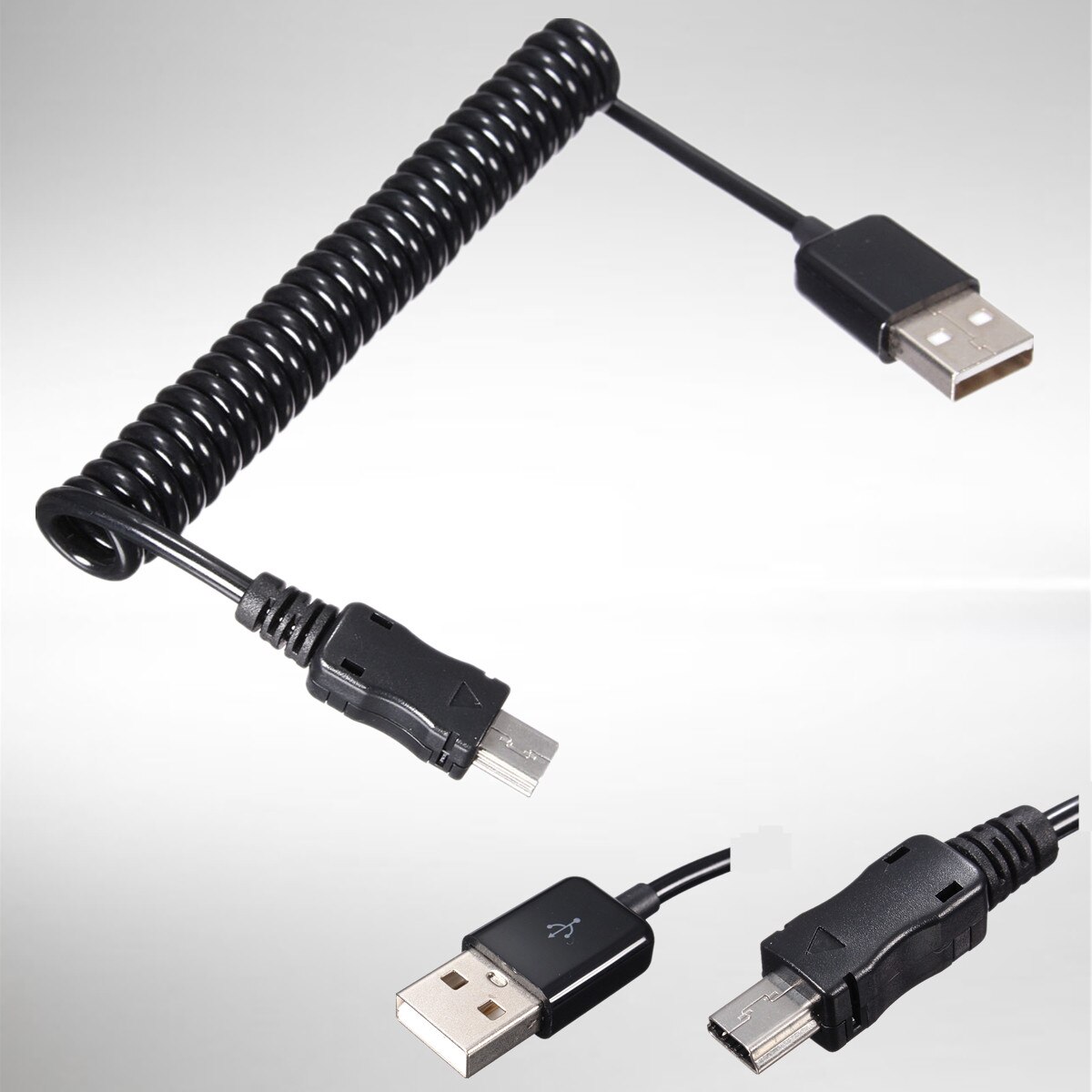 LEORY Mini USB Cable Coiled USB A Type Male USB to... – Vicedeal