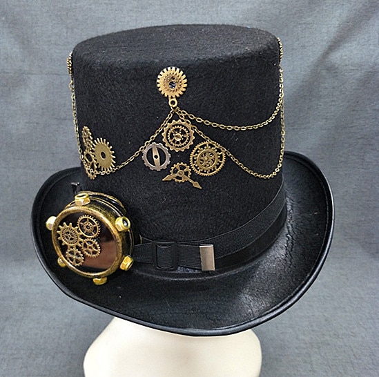 Black Steampunk Retro Vintage Fedora Top Hat Men W... – Vicedeal