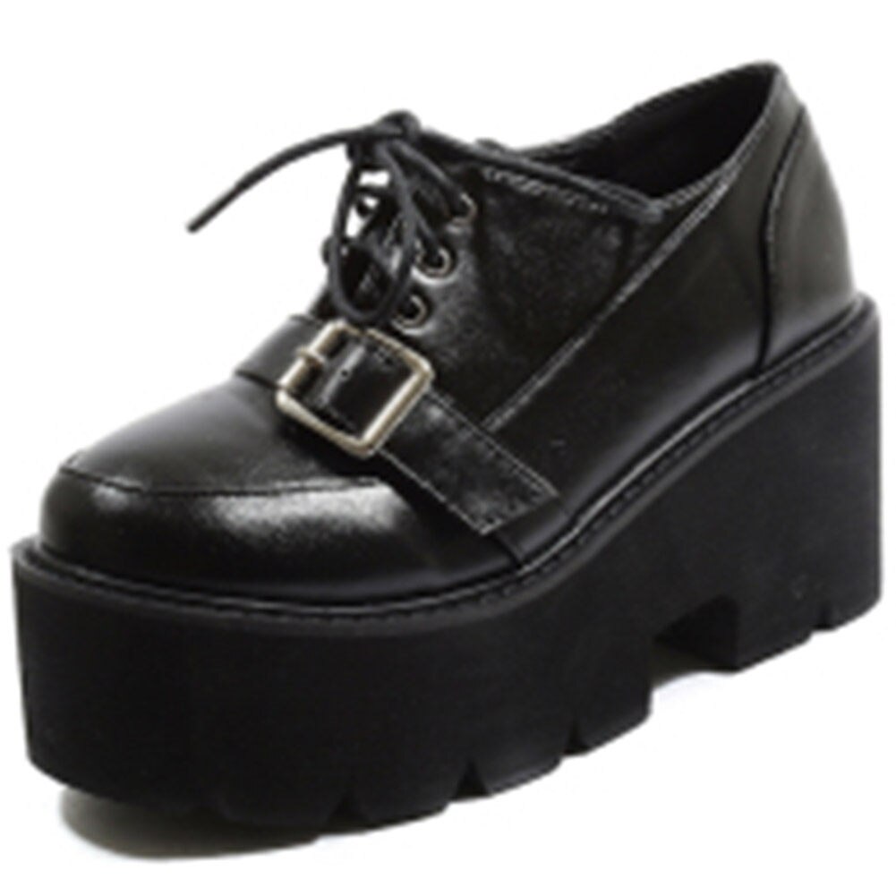 DORATASIA Punk Girl Round Toe Platform Buckle Pump... – Grandado