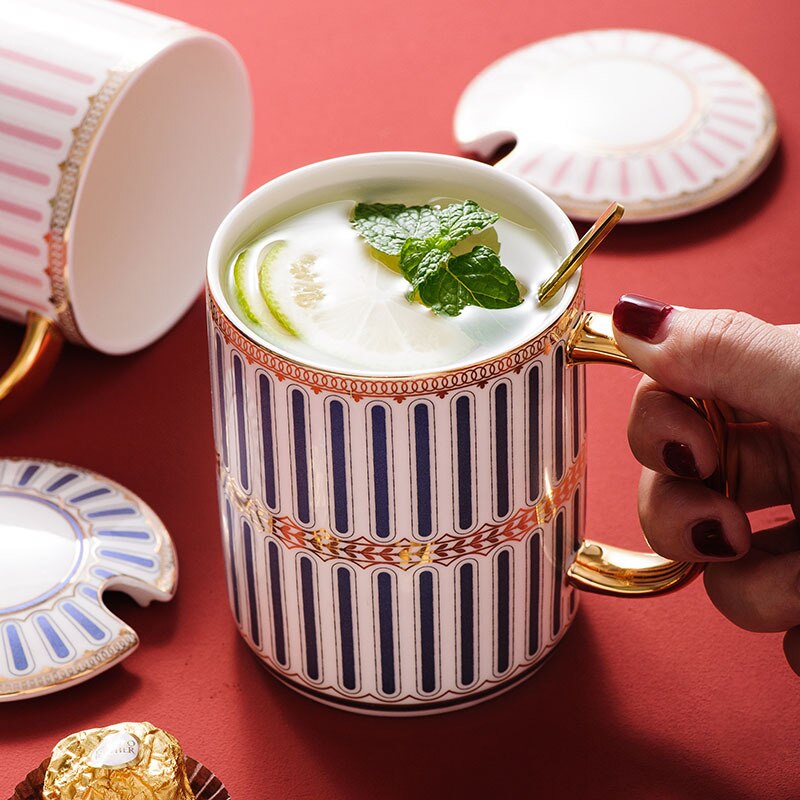 British European Style Light Luxury Ceramic Mug Wi... – Grandado