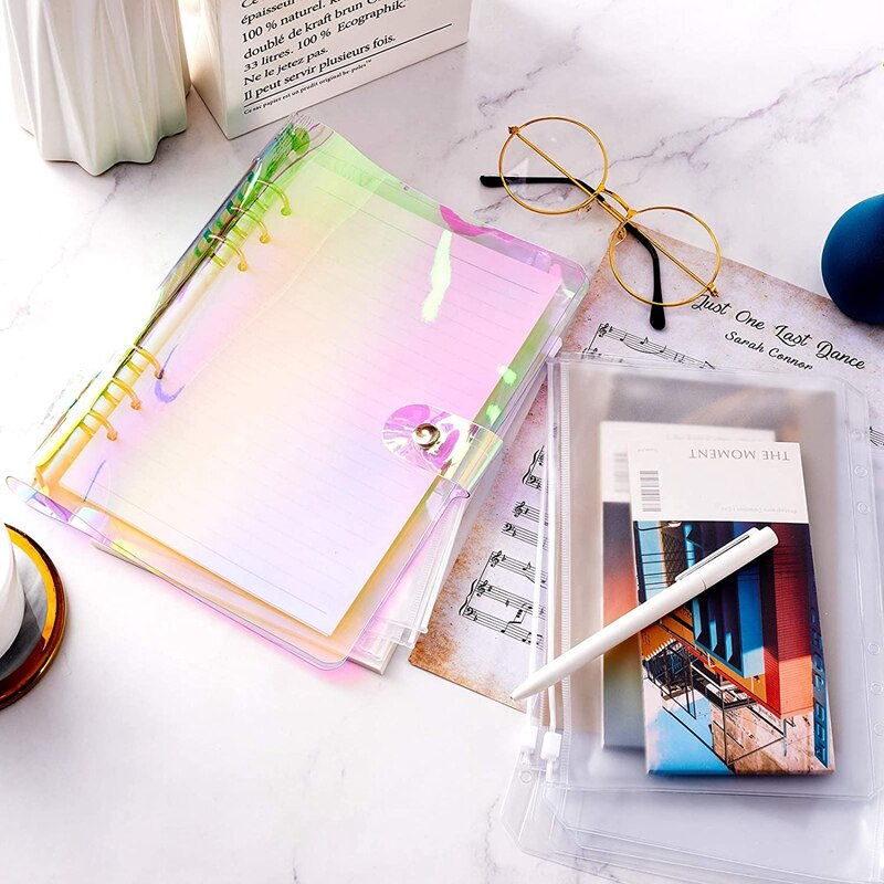 6 Ring Rainbow Soft PVC Notebook Binder Cover with... – Grandado