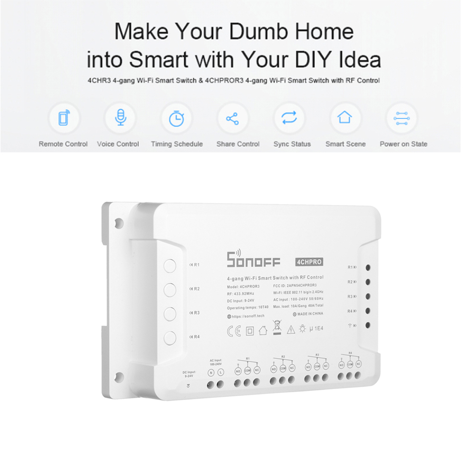 Sonoff 4CH R3/Pro R3 Itead Rf 433Mhz 4Gang Wifi Sc... – Vicedeal
