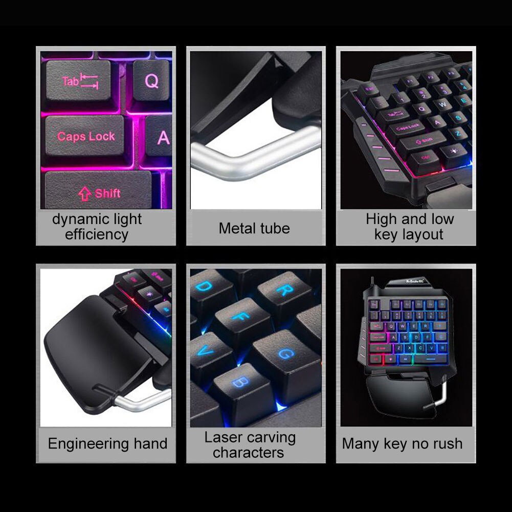 D15 Ergonomic Single One Hand Backlit Gaming Keybo... – Grandado