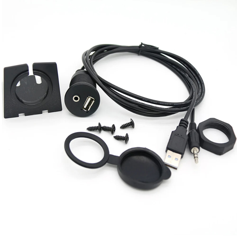 Car boat dashboard flush mount USB port 3.5mm auxi... – Grandado