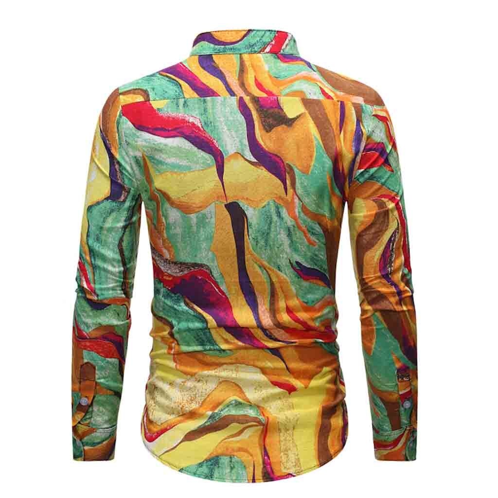 JAYCOSIN Mannen Kleding Boho Print Lange Mouwen Bl... – Vicedeal