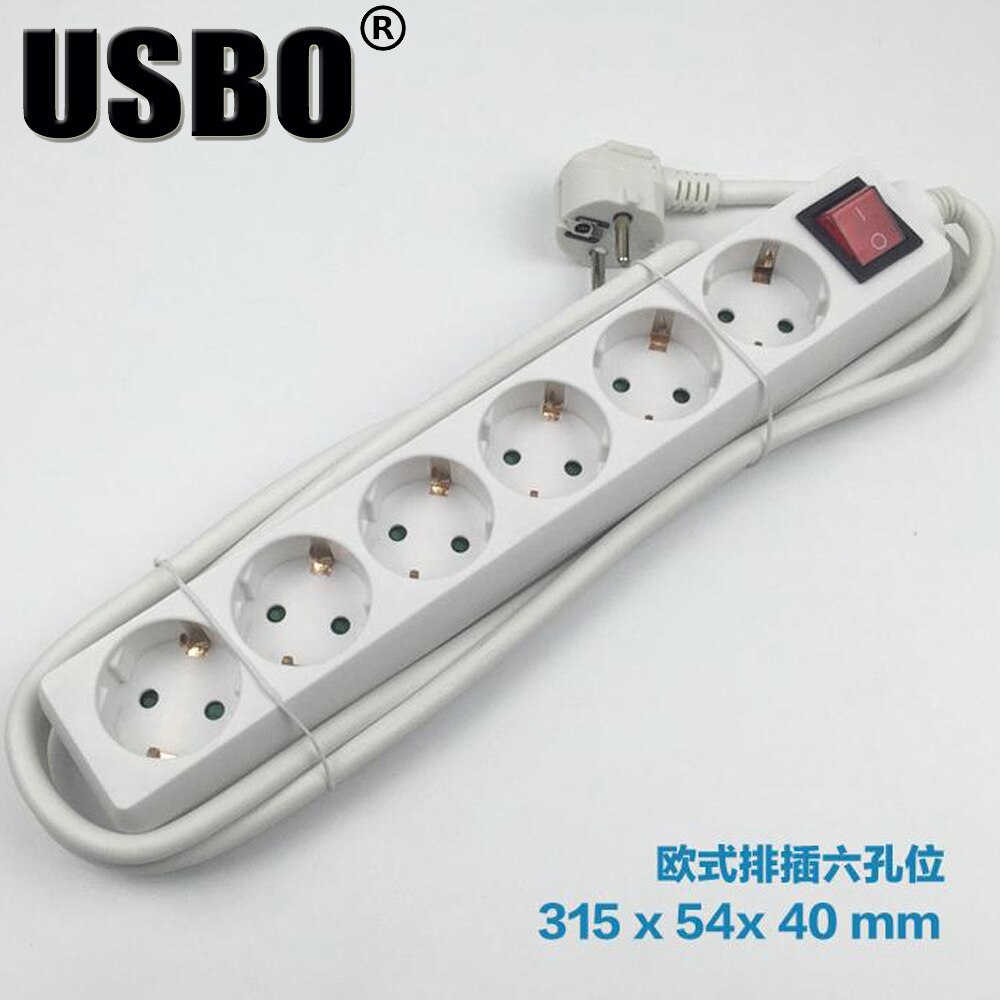 Wit 250V 16A 3 4 5 6jack EU adapter outlet strip D... – Grandado