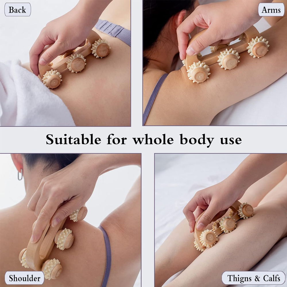 Manual Wooden Back Massage Roller Wood Massager Ha... – Grandado