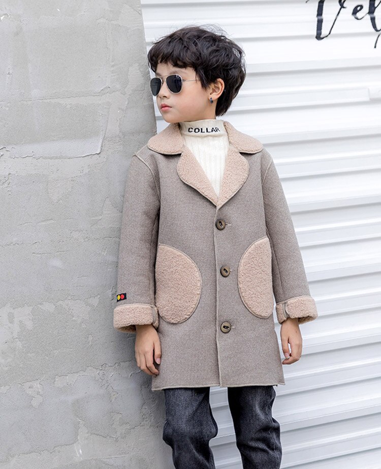 Boys' Long Woolen Coat Children's Single B... – Vicedeal