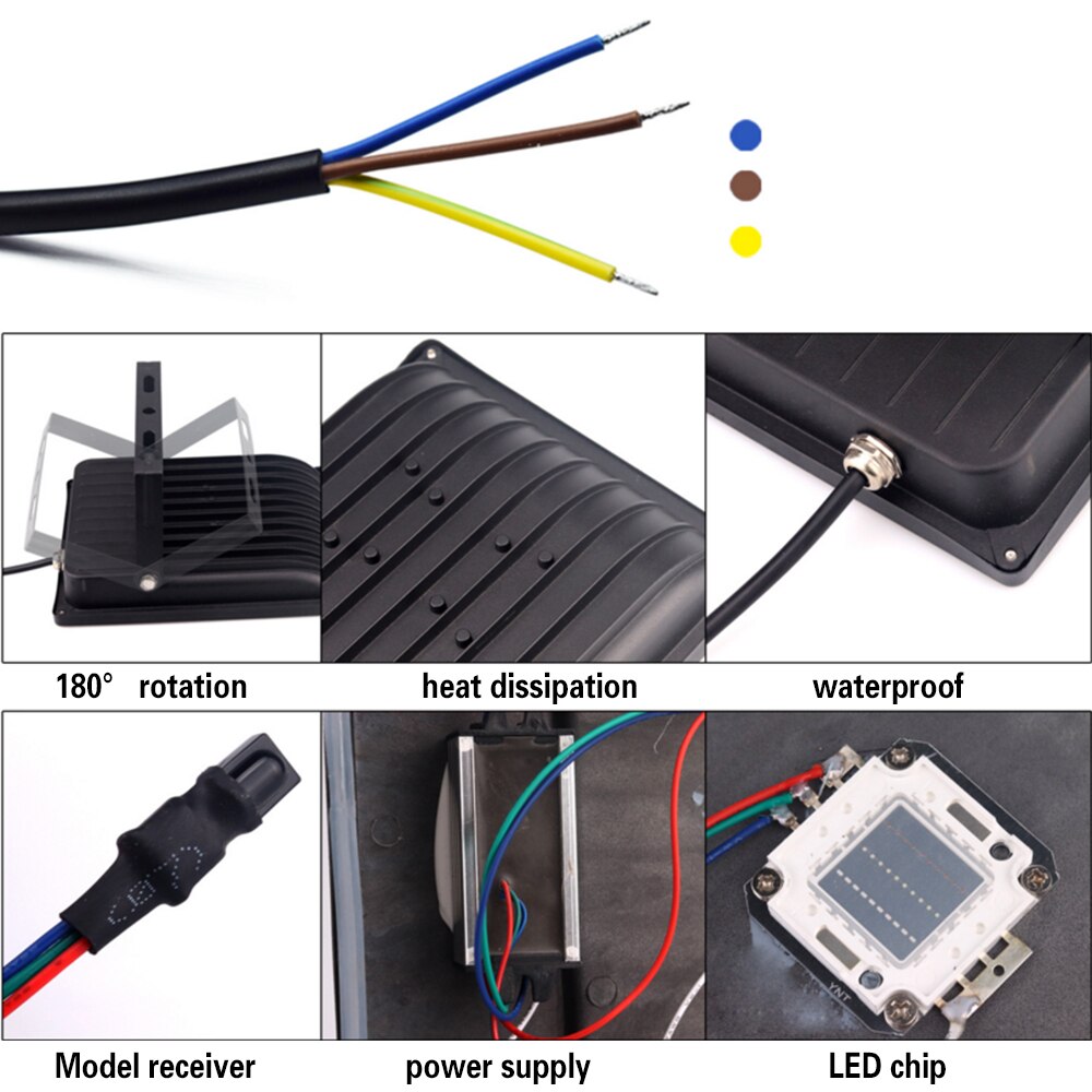 RGB Led Floodlight 20W 30W 50W Outdoor Waterproof ... – Grandado
