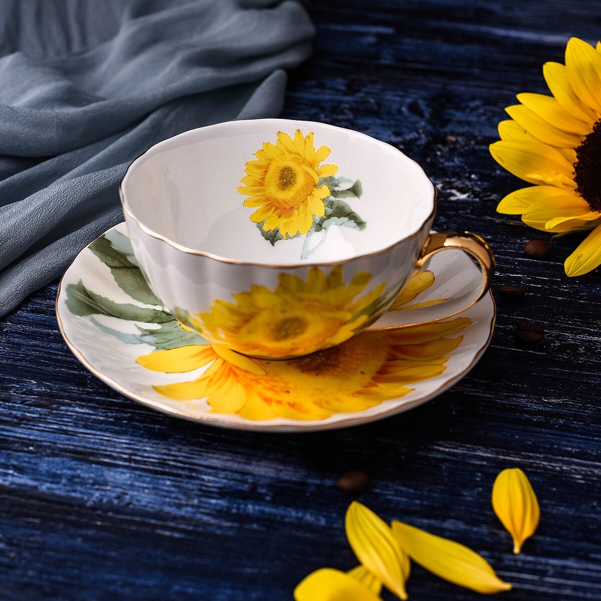 sunflower coffee cup home decoration tea cup sauce... – Vicedeal