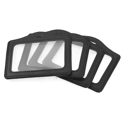 4 Pcs Black Clear Faux Leather Business ID Card Ba... – Vicedeal