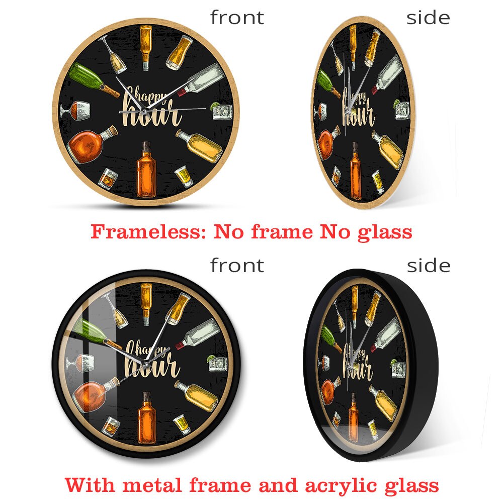 Happy Hour Wine Time Wine O'Clock Booze Wall Clock... – Grandado
