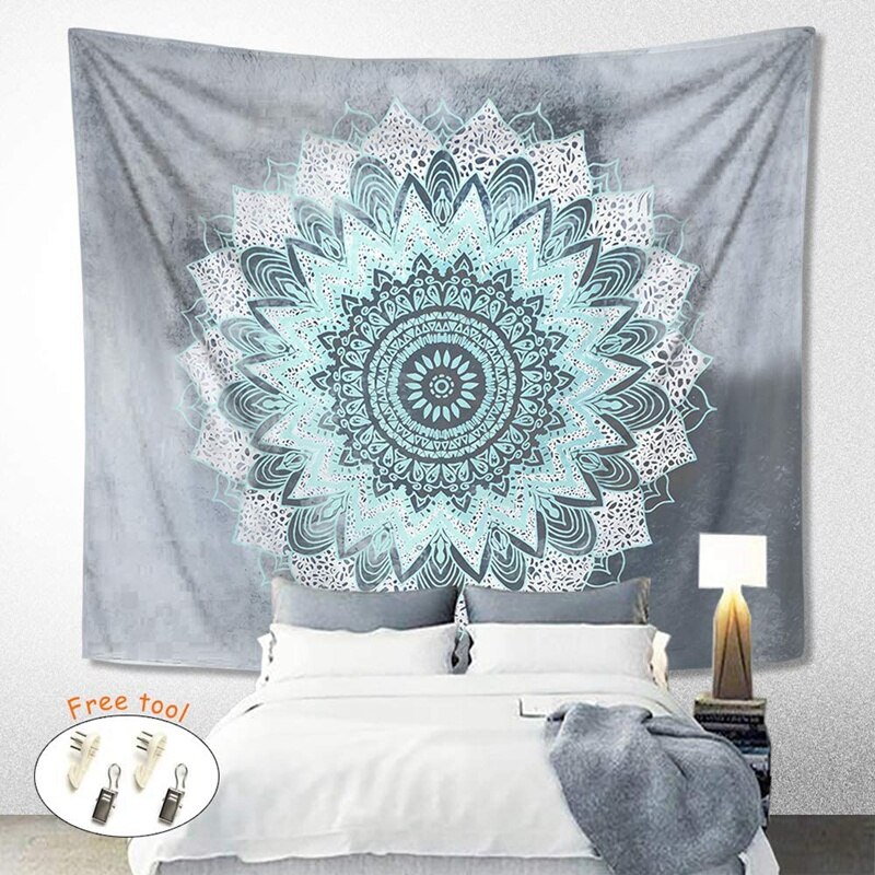 Tapestry Wall Hanging, Teal Mandala Wall Tapestrie... – Vicedeal