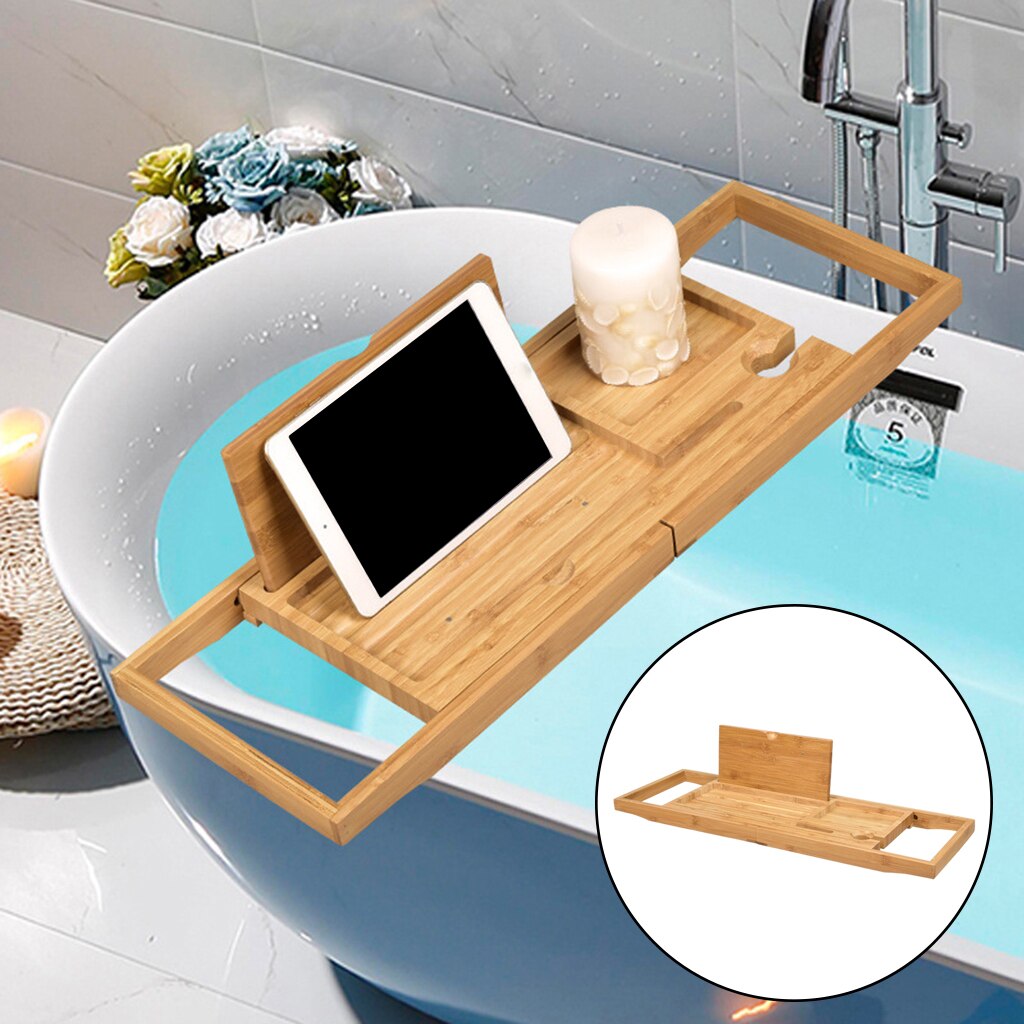 Extendable Bamboo Bath Tub Caddy Wooden Bathtub Br... – Vicedeal